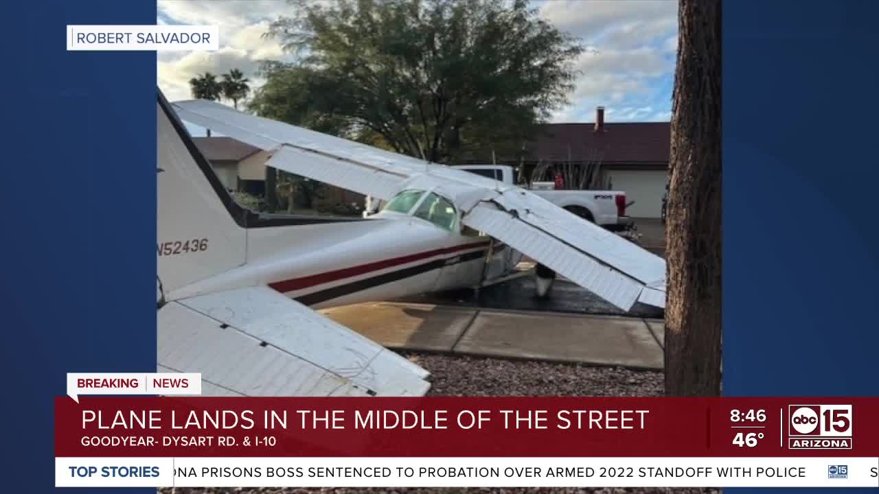 Plane makes emergency landing on Goodyear street Saturday morning
