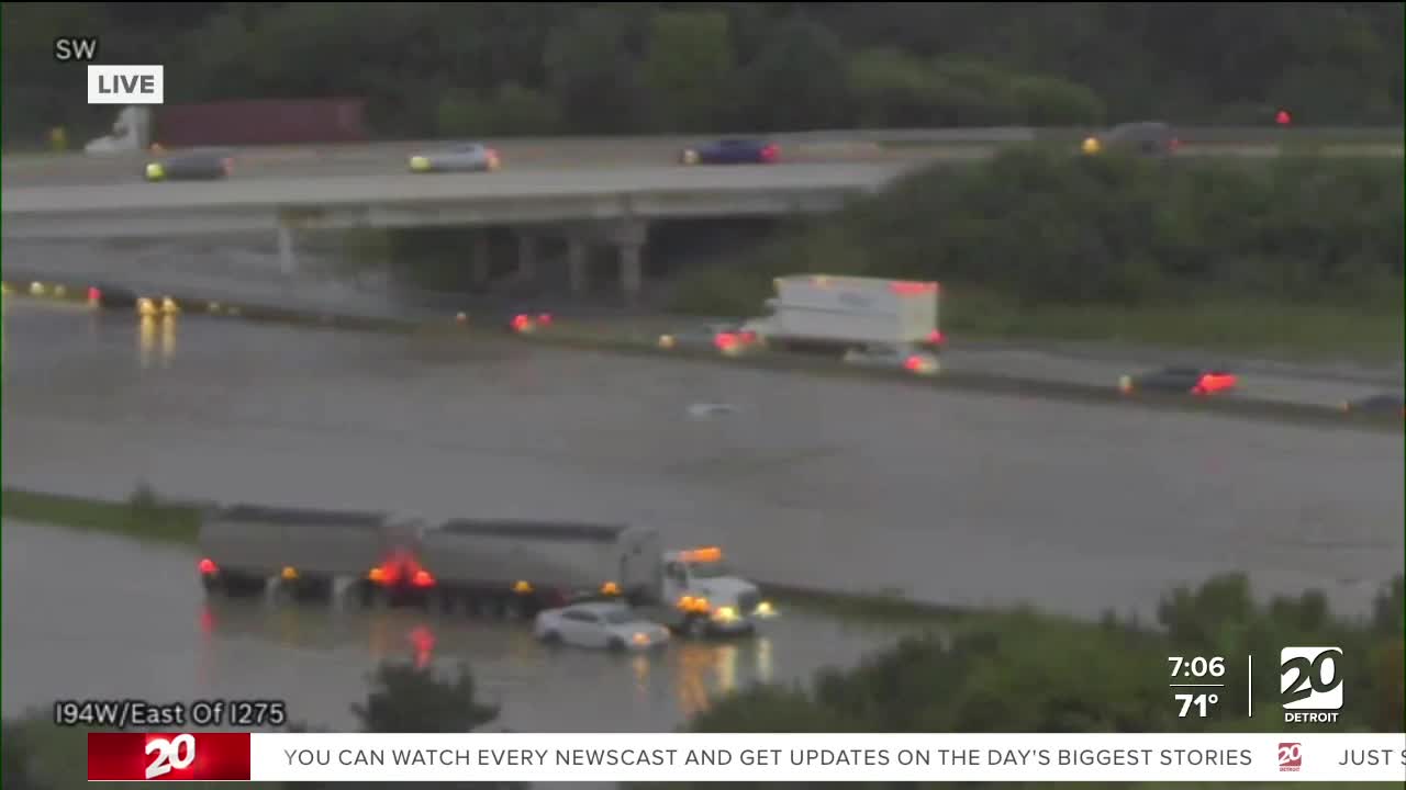 VIDEO: Chopper 7 shows flooding in metro Detroit, roads closed