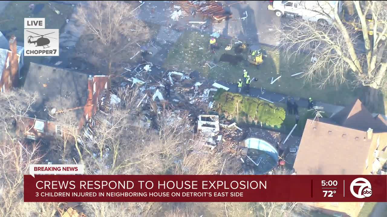 VIDEO: Officials investigating home explosion in Detroit, 3 children hurt