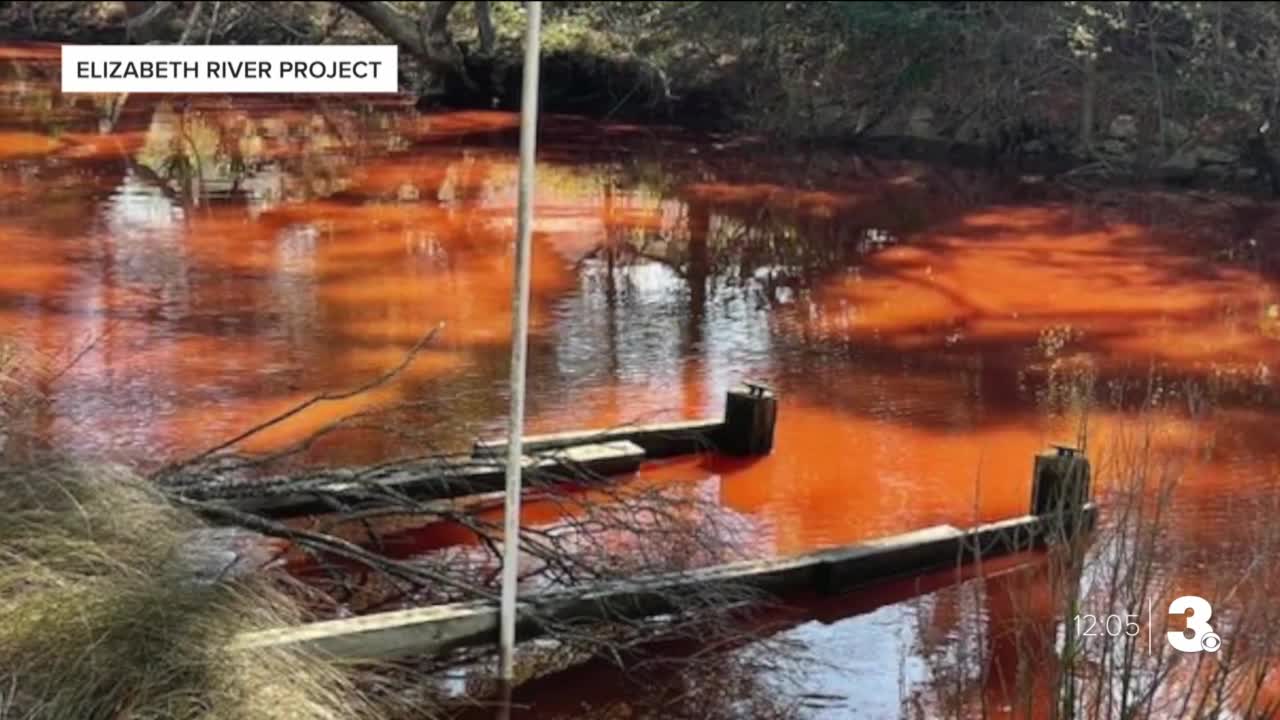 Why is a section of the Elizabeth River orange?