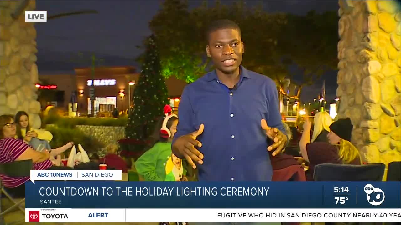 ABC 10News Anchor Wale Aliyu live at Santee holiday lighting ceremony