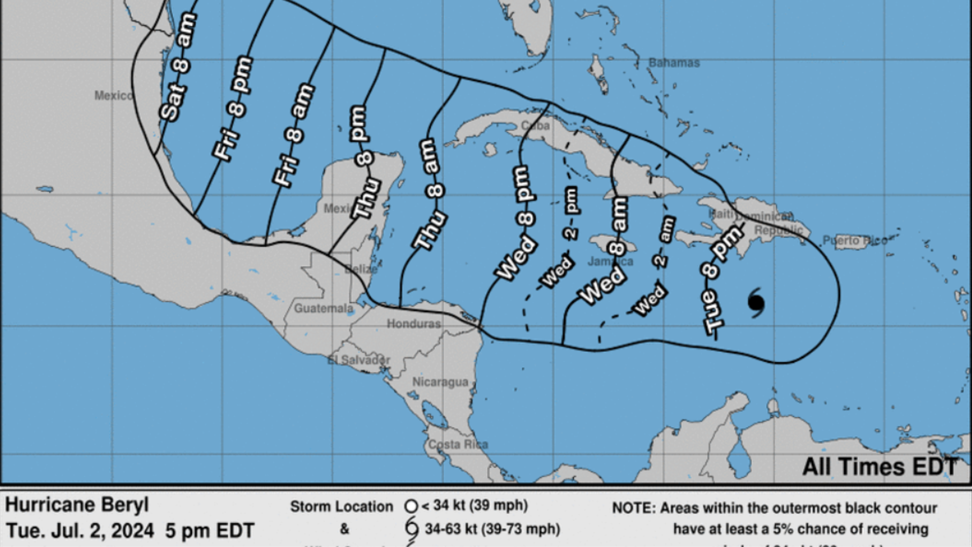 Hurricane Beryl remains a strong Category 4 storm as it approaches Jamaica