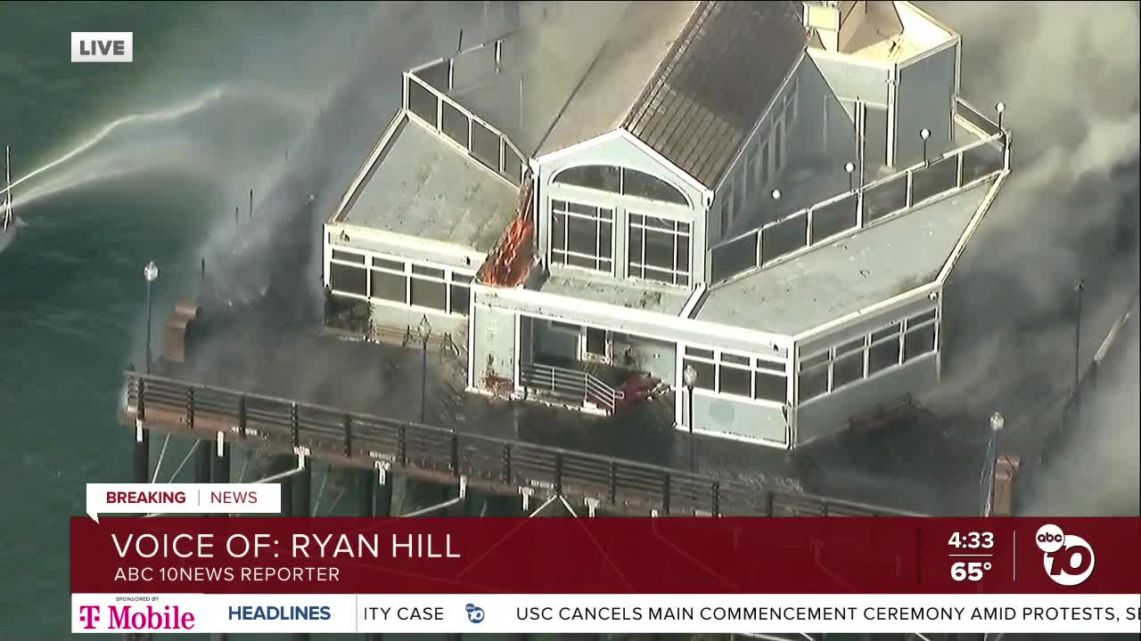 Fire erupts on Oceanside Pier, sends thick smoke into air