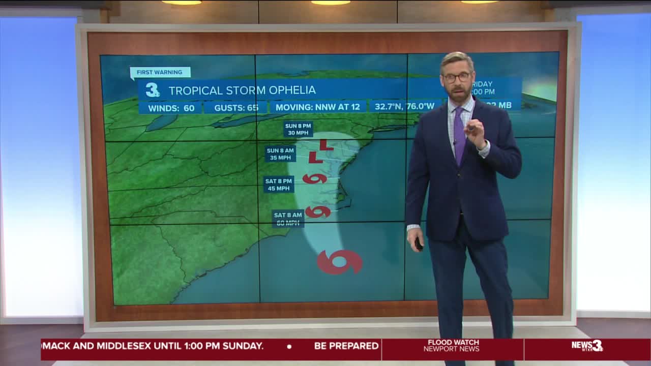 Tropical Storm Ophelia makes landfall in North Carolina