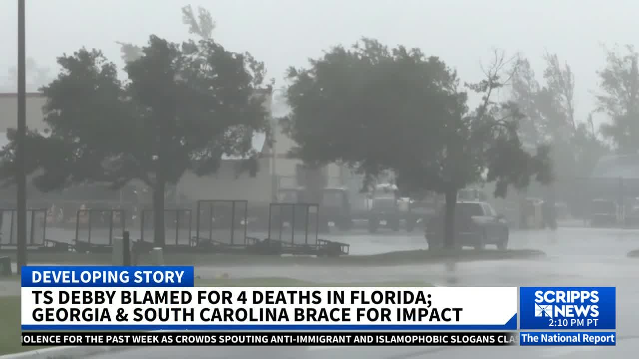 Tropical Storm Debby blamed for at least 4 deaths as rain drenches East Coast