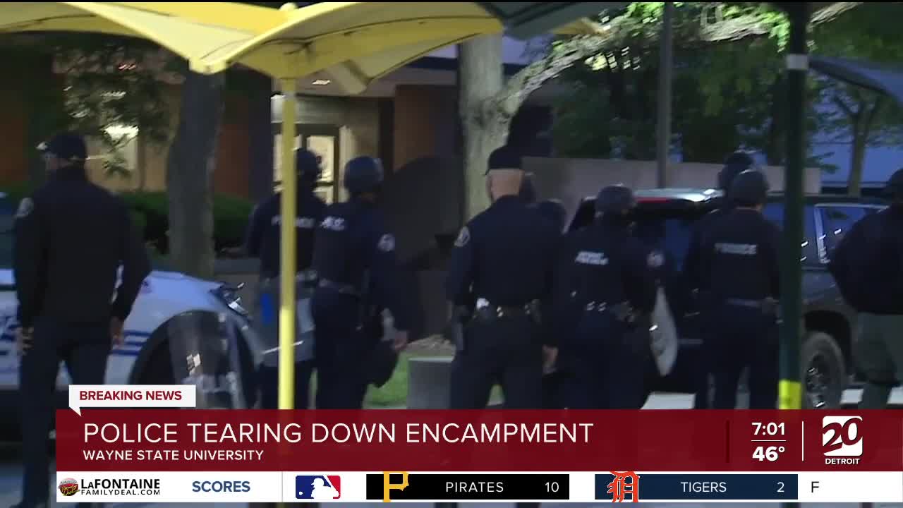 12 arrested after police raid pro-Palestinian encampment at Wayne State