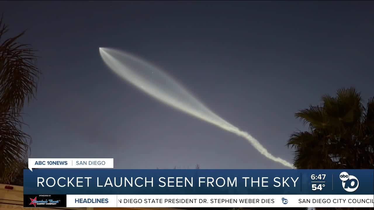 Rocket launch streaks across San Diego sky