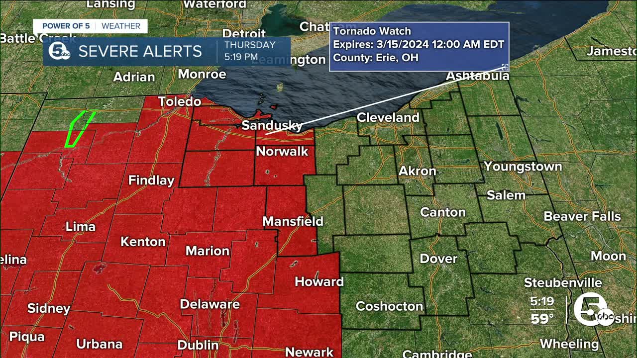 Severe Thunderstorm Warnings issued for multiple Northern Ohio counties