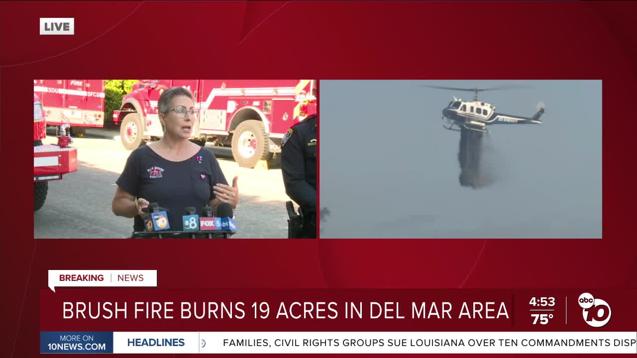 Forward spread of Del Mar fire stopped, evacuations lifted