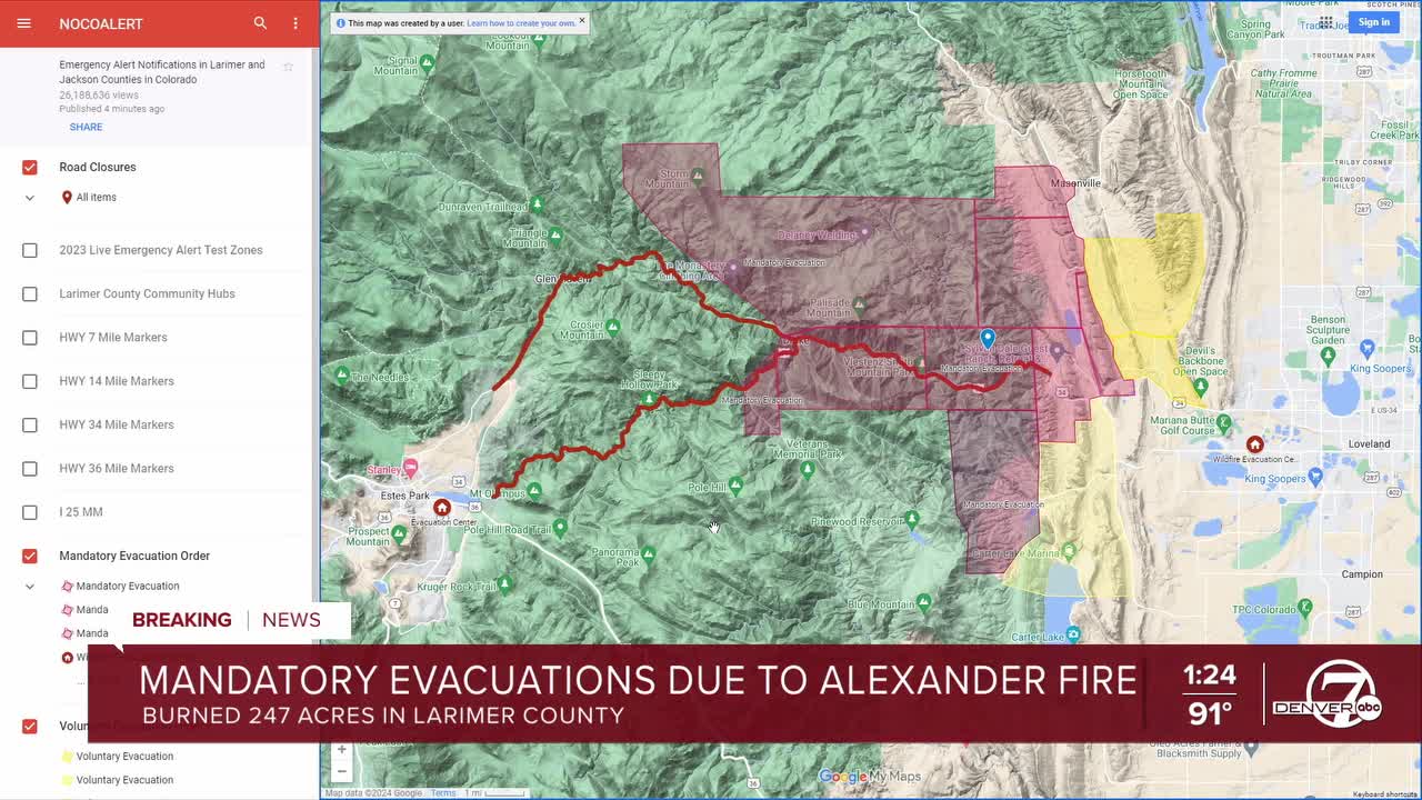Hundreds evacuated near Drake as Alexander Mountain Fire burns in ...