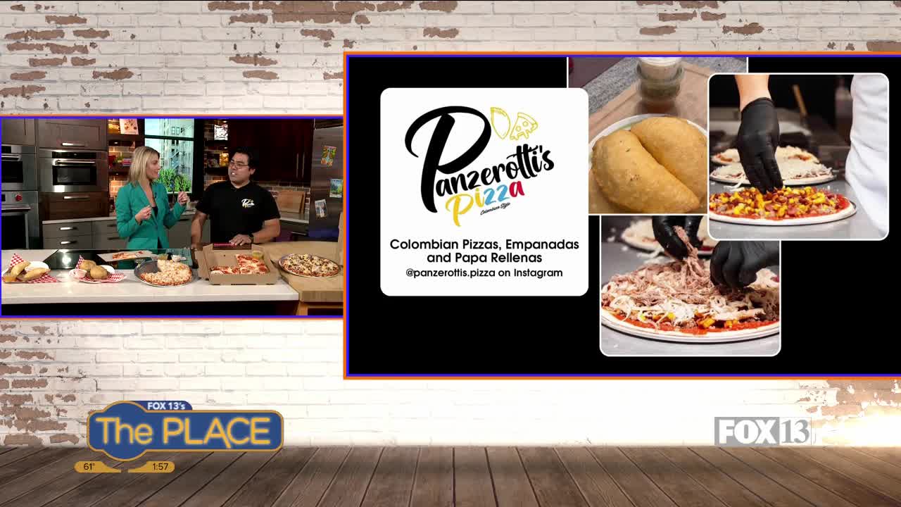 Colombian-style pizza means less dough, more toppings!