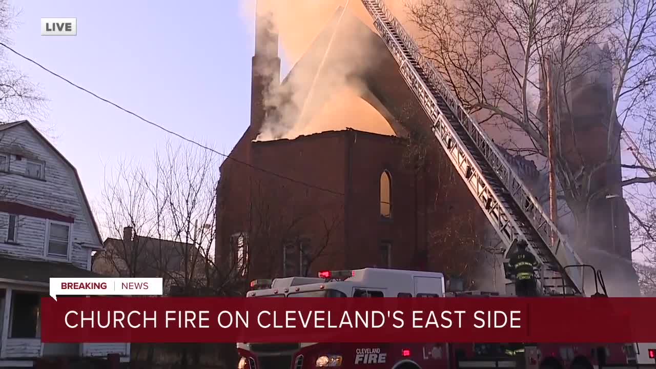 Community members sad to see vacant church burn down on Cleveland's ...