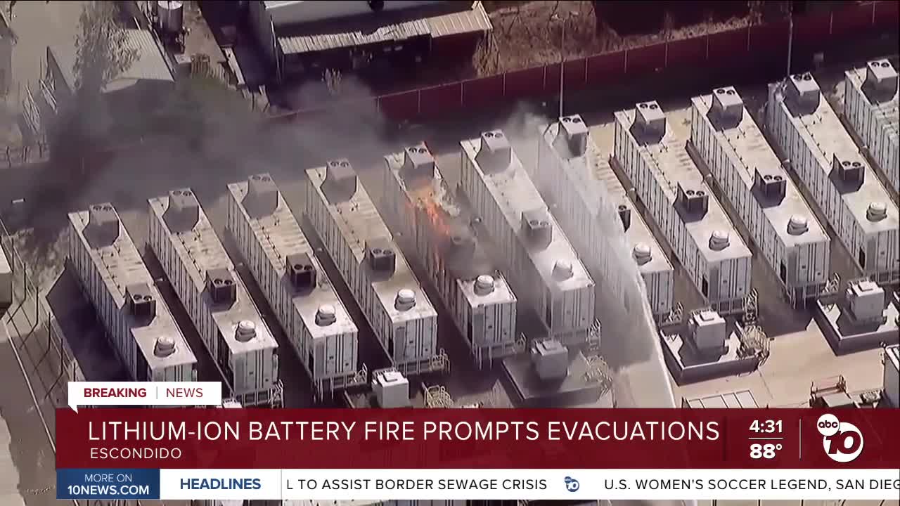 Some Escondido schools closed, evacuations ordered due to battery storage fire