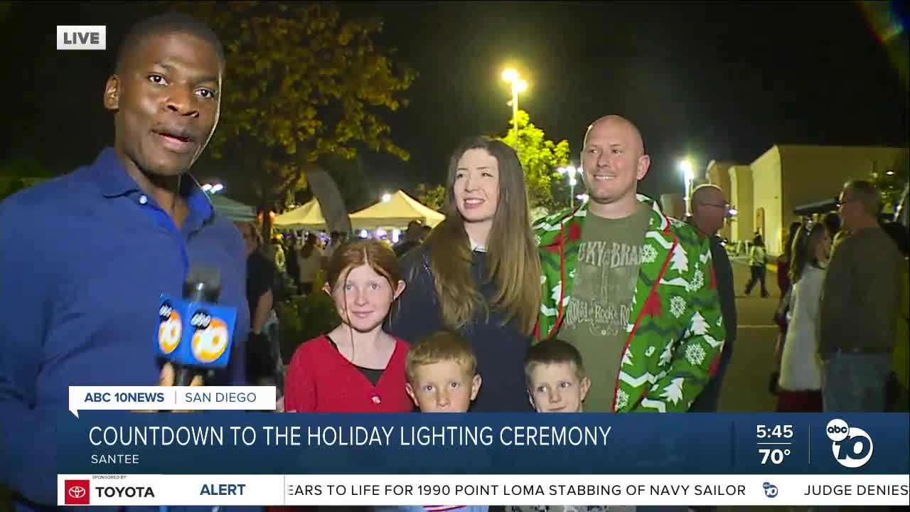 ABC 10News Anchor Wale Aliyu live at Santee holiday lighting ceremony