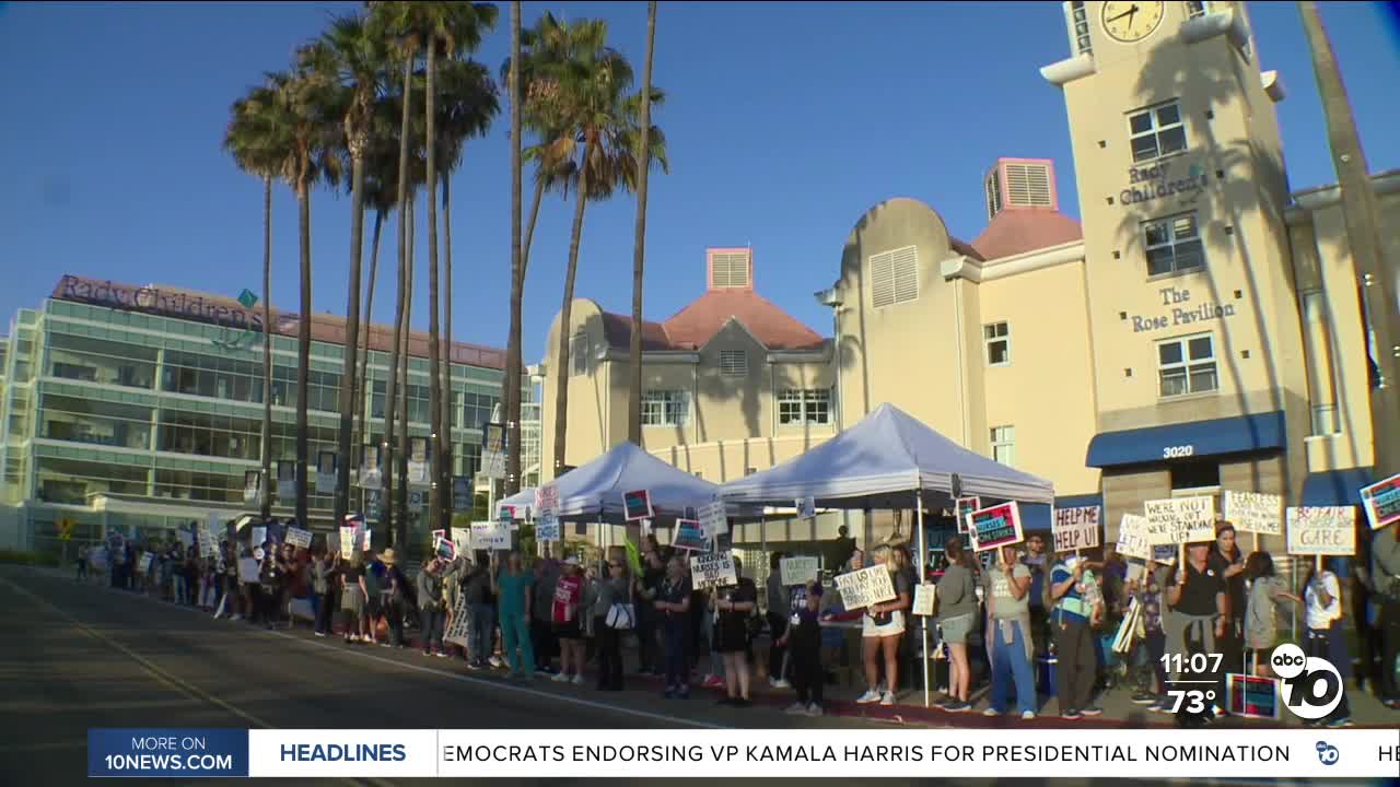 Rady Children's Hospital nurses strike begins after union turns down deal