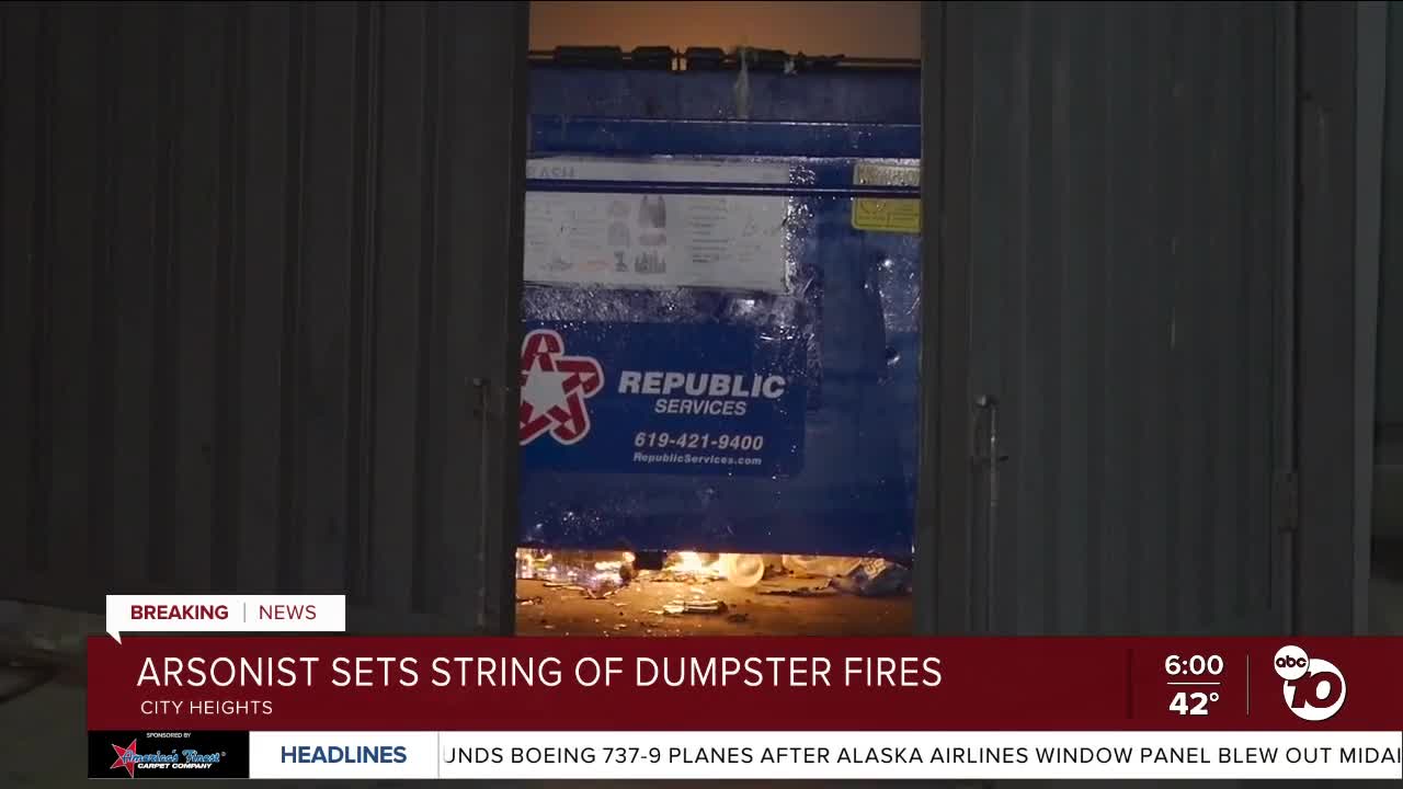 Suspect arrested following spree of dumpster and vehicle fires in City ...