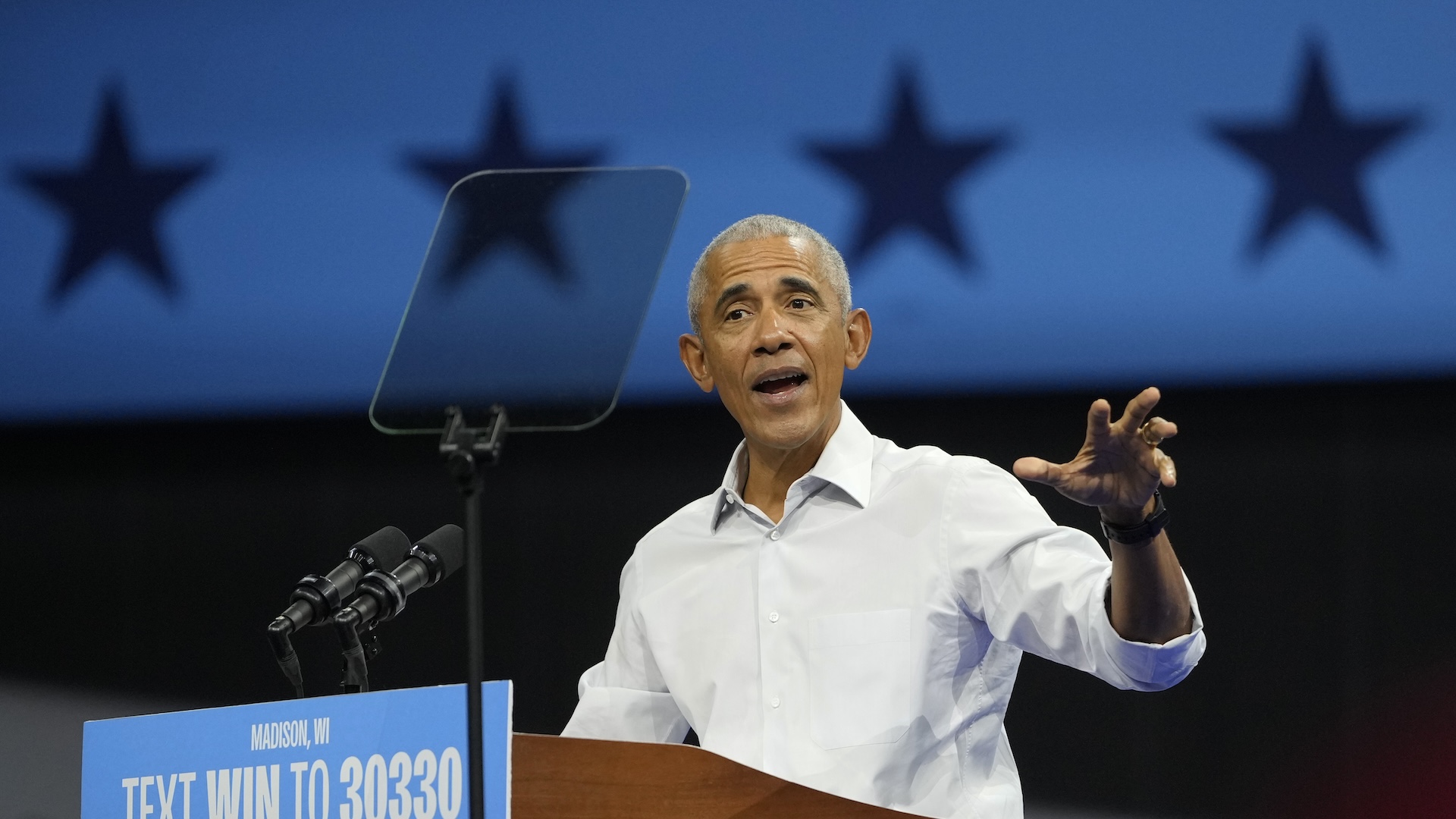 Former President Barack Obama rallies with Harris supporters