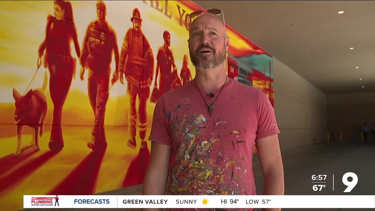 New mural at UMC Banner from Muralist Joe Pagac honors first responders