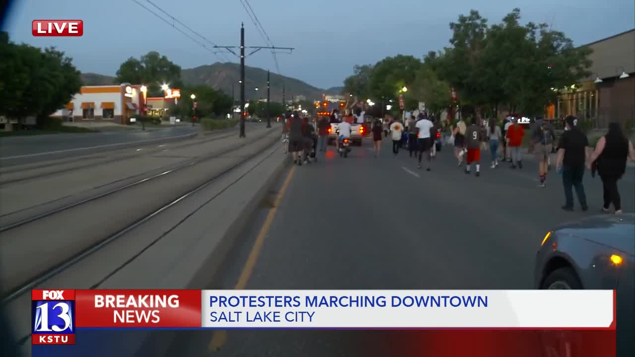 Demonstrators gather in downtown SLC for a night of peaceful protests