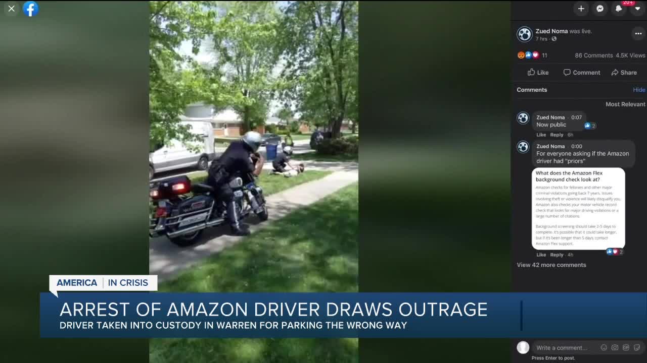 VIDEO: Warren police officer on paid leave after arrest of Amazon ...