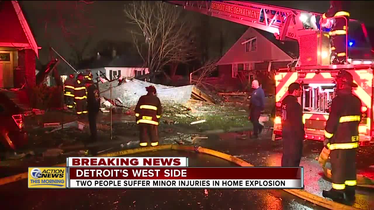 2 injured after gas leak causes home explosion on Detroit's west side