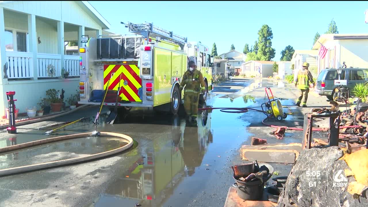 Five displaced after mobile home catches fire in Santa Maria