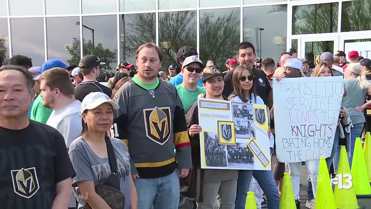 VGK fans gather in Summerlin to watch final practice before Game 5