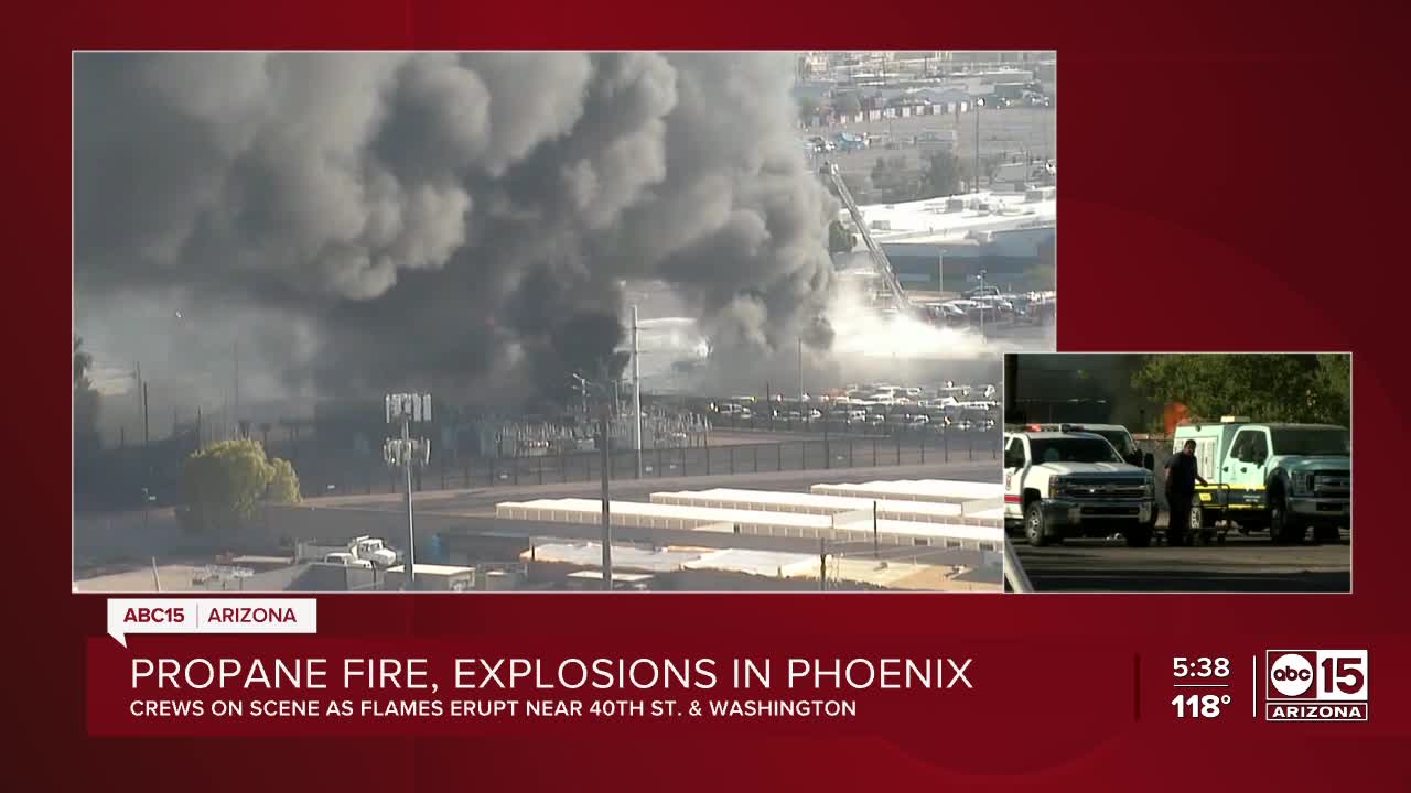 Large fire involving propane tanks near 40th and Washington streets
