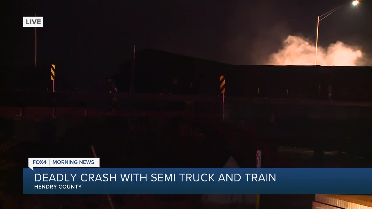 Train derails after hitting semi-truck; 1 killed