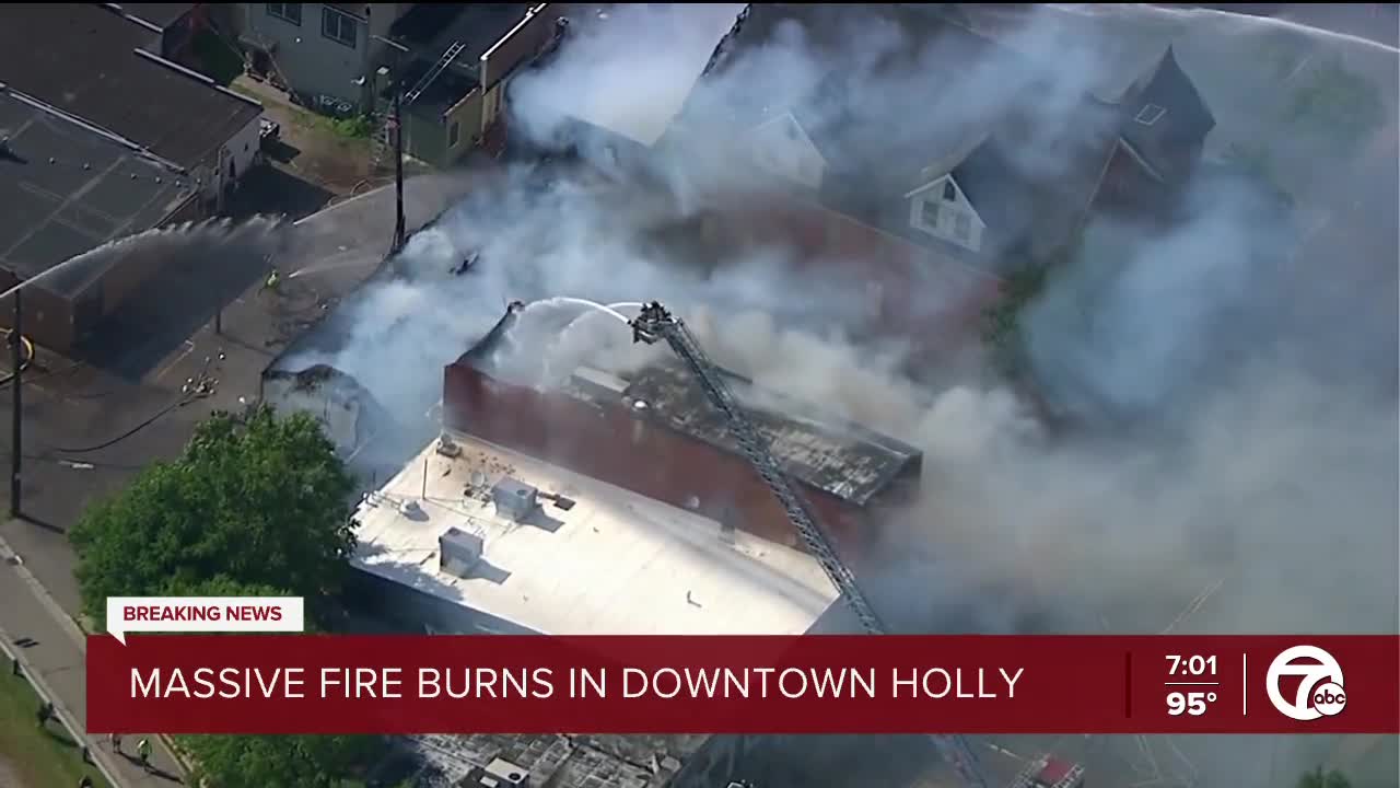 VIDEO: Crews battle large fire at historic Holly Hotel