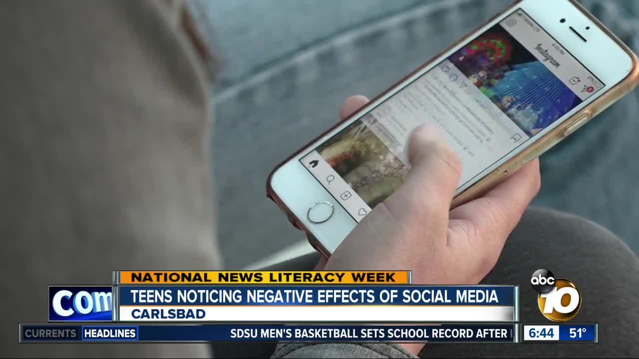 Teens noticing the negative effects of too much social media
