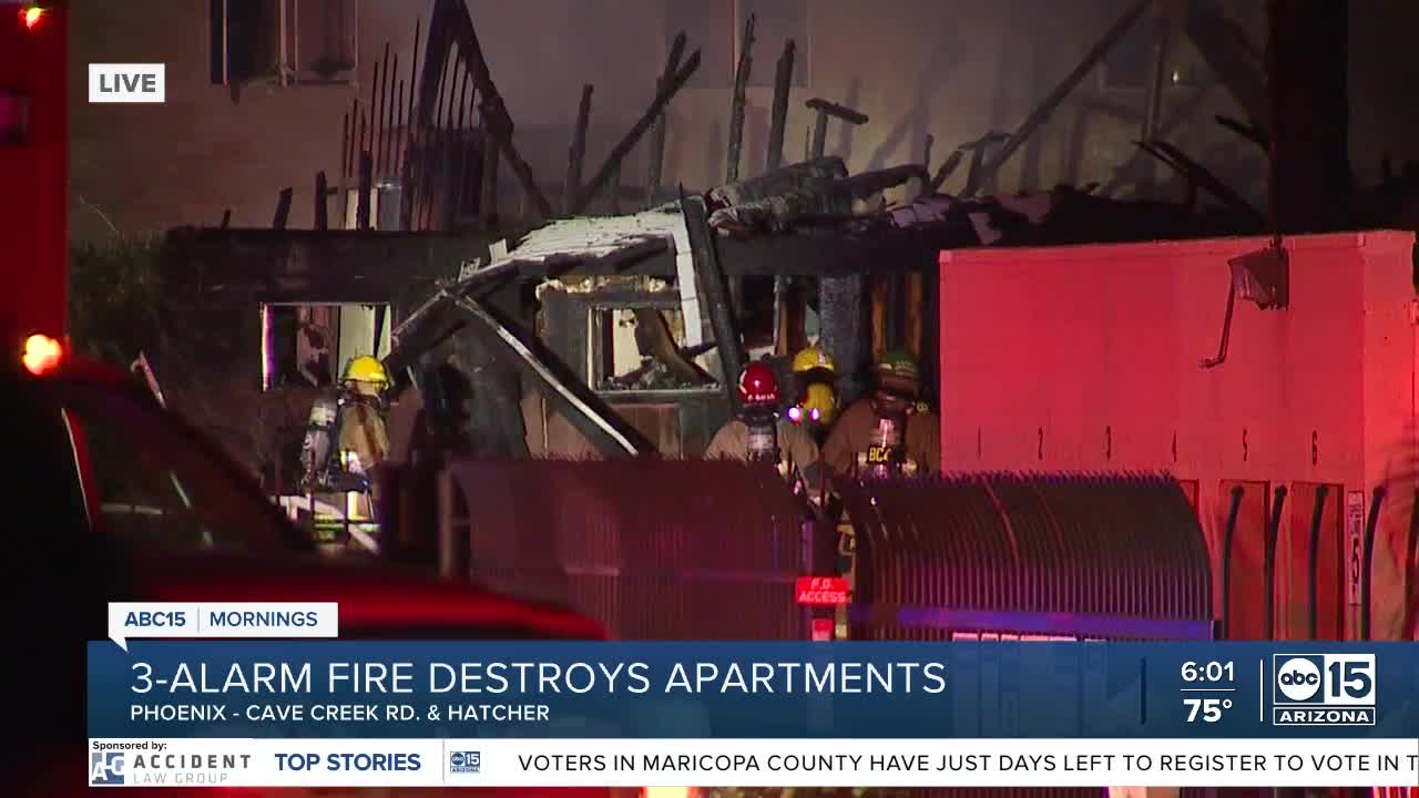 80 people displaced after north Phoenix third-alarm apartment fire
