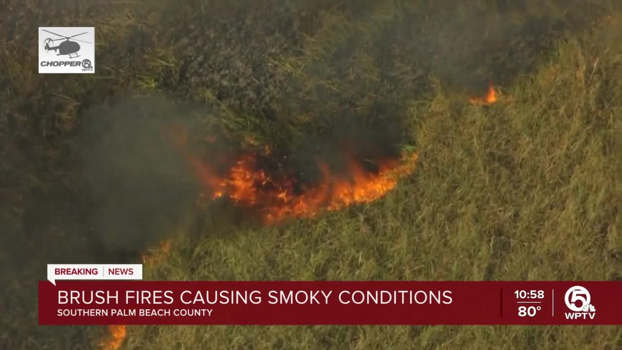 Wildfires near Palm Beach-Broward County line push smoke into Boca Raton