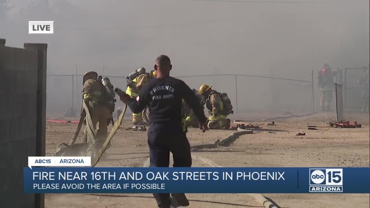 Several structures burn during fire in Phoenix near 16th Street and Oak