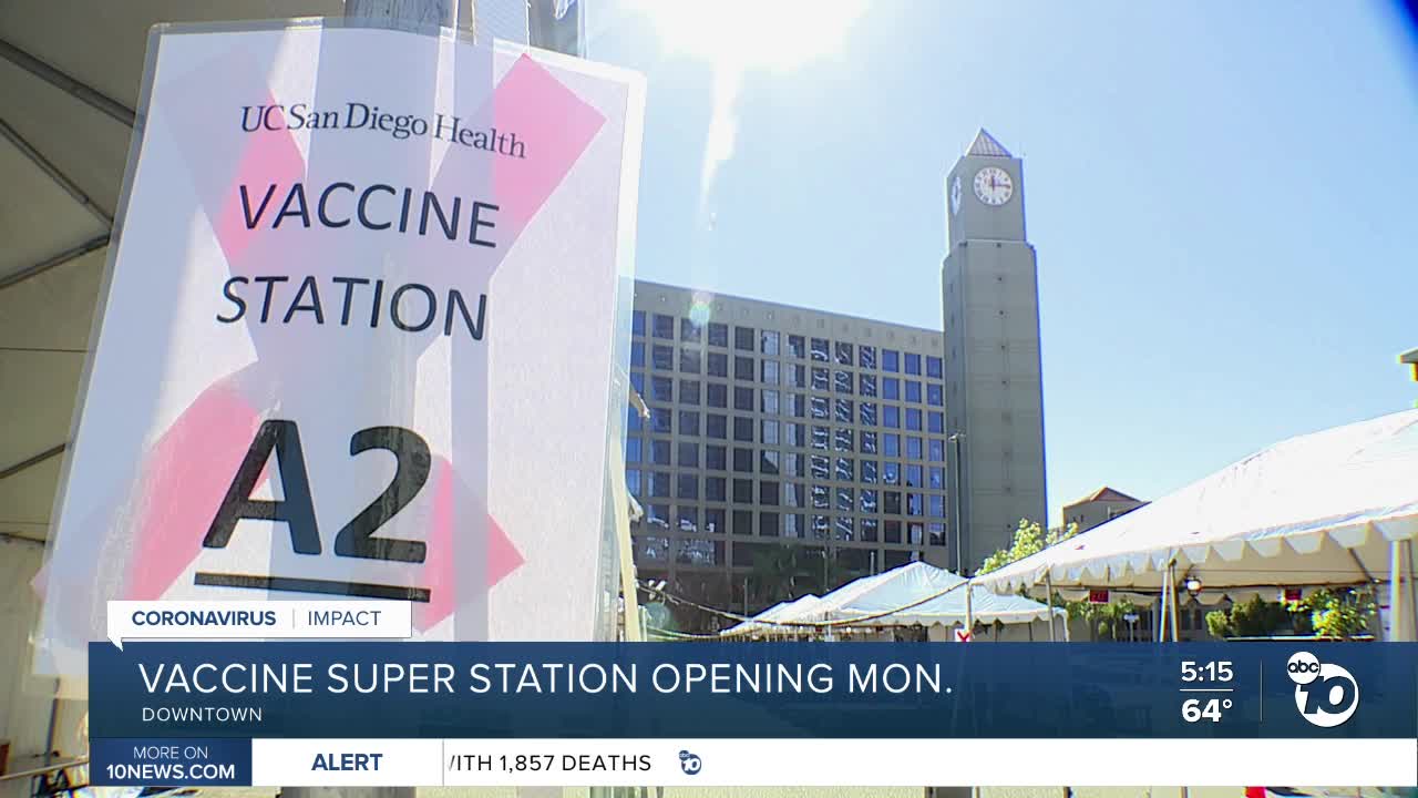 COVID-19 vaccination 'super station' opens in downtown SD
