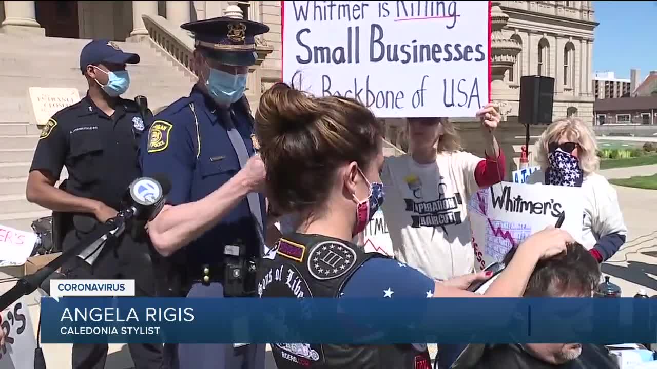 Hundreds gather in support of Operation Haircut protest in Lansing
