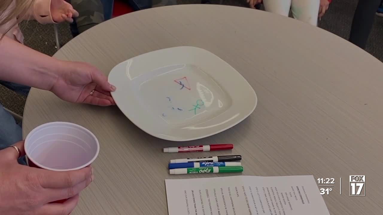 Weather experiment: Floating drawings at Discovery Elementary