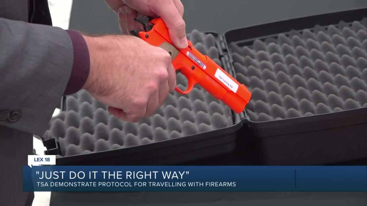 TSA demonstrates protocol for traveling with firearms