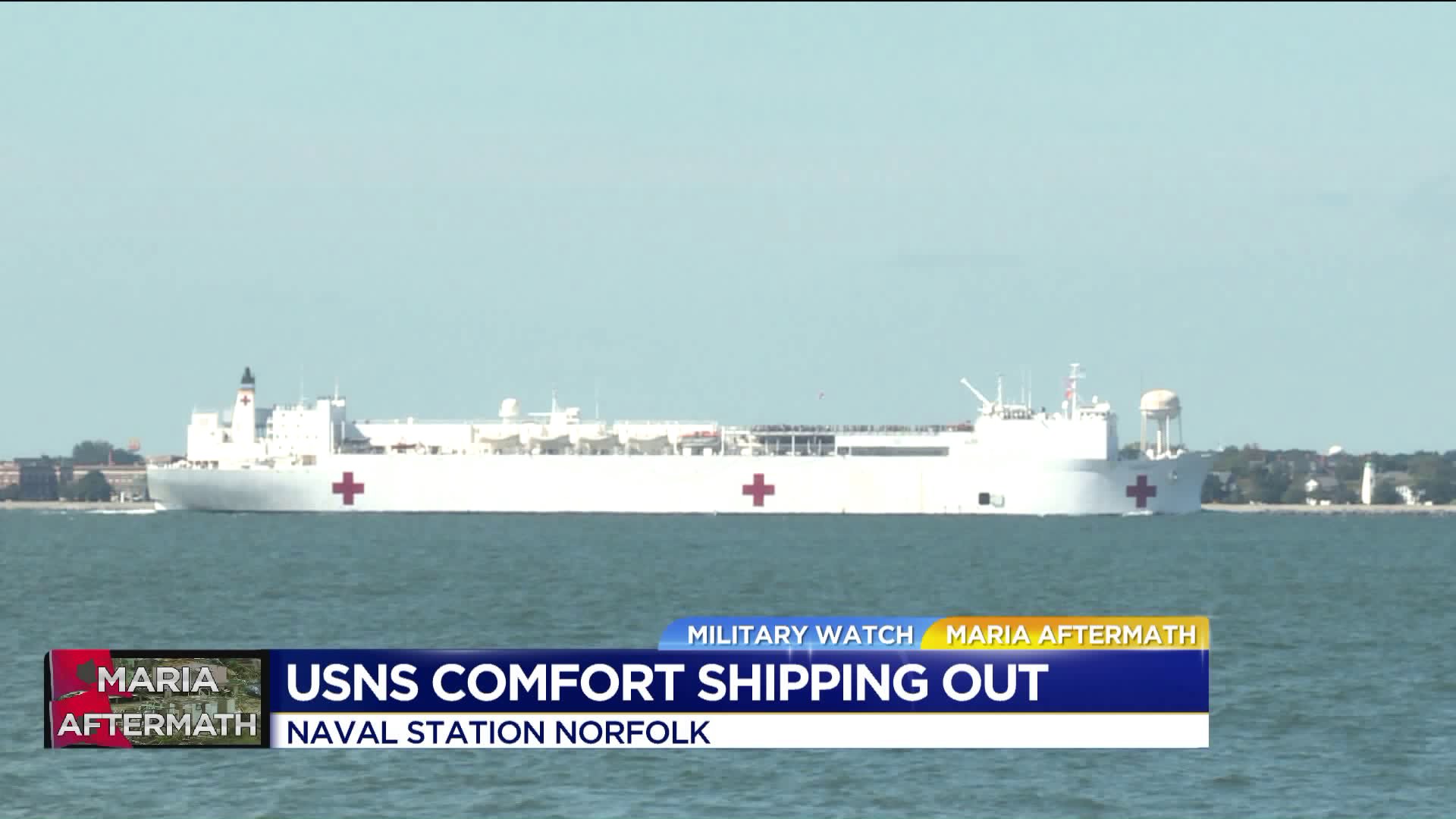 Hospital ship USNS Comfort leaves Norfolk for Puerto Rico