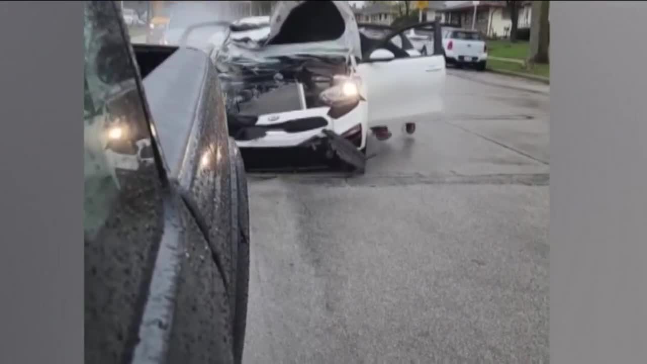 VIDEO: Reckless driver hits school bus outside Morse Middle; multiple injuries