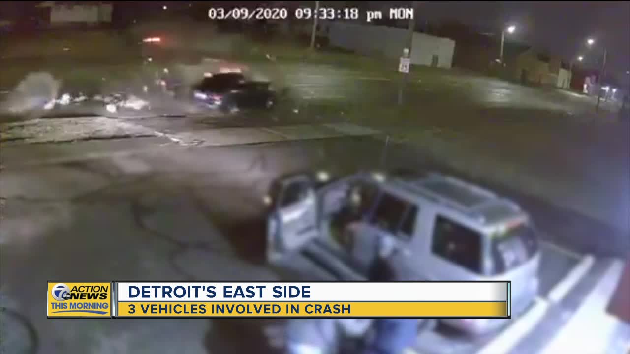VIDEO: 3 vehicles involved in crash on Detroit's east side