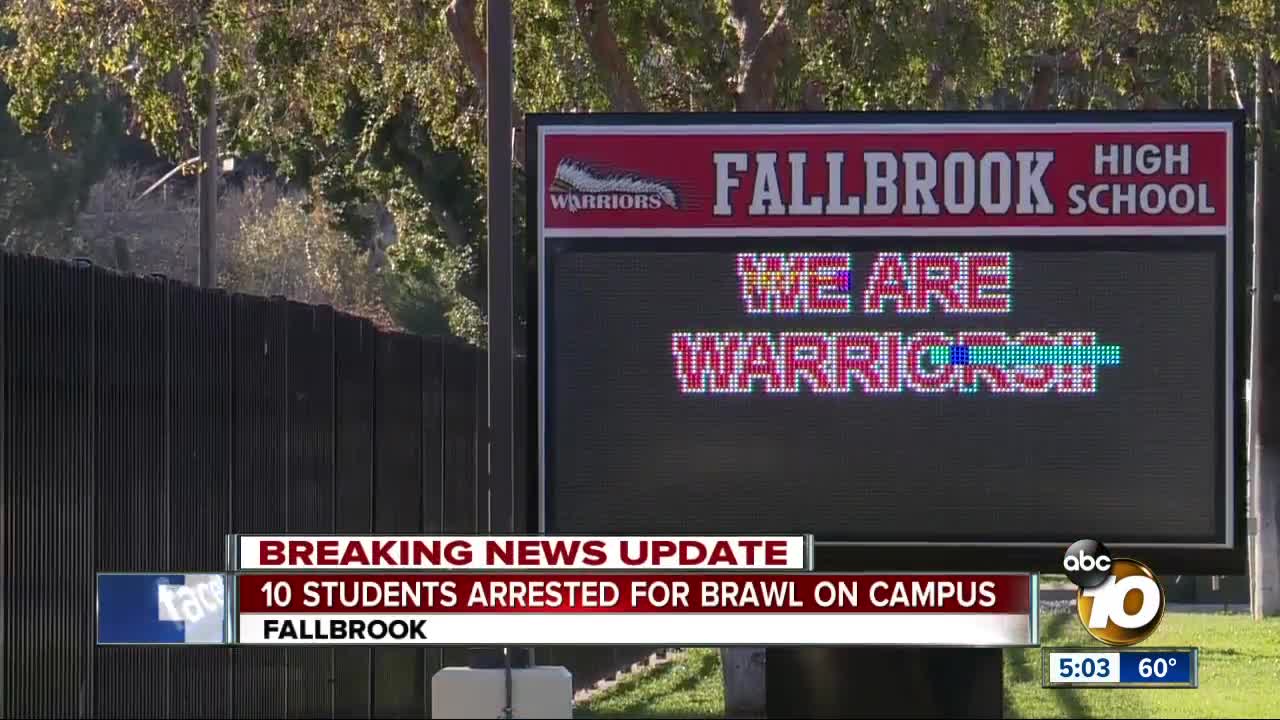 Several Fallbrook students arrested after brawl