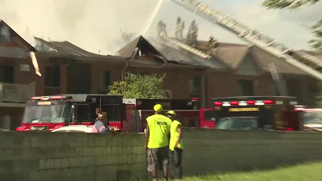 Firefighters battling fire at apartment building in Inkster