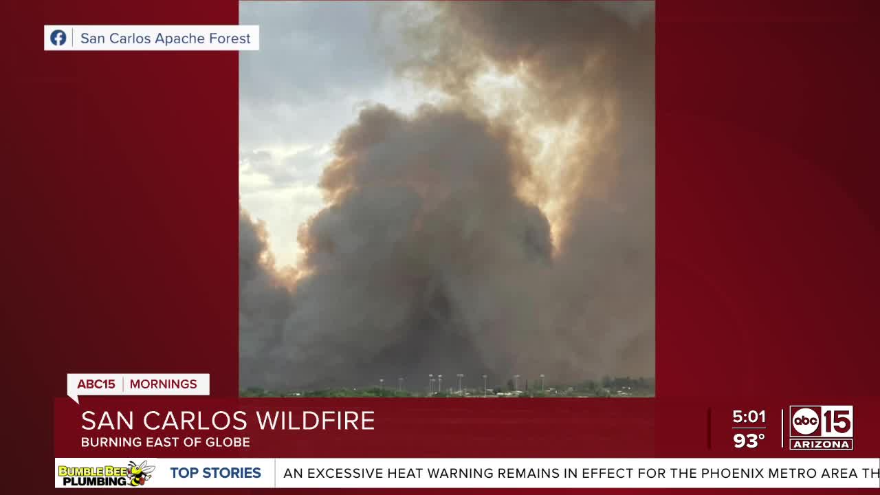 'Watch Fire' burns 2,100 acres, more than a dozen structures in San Carlos