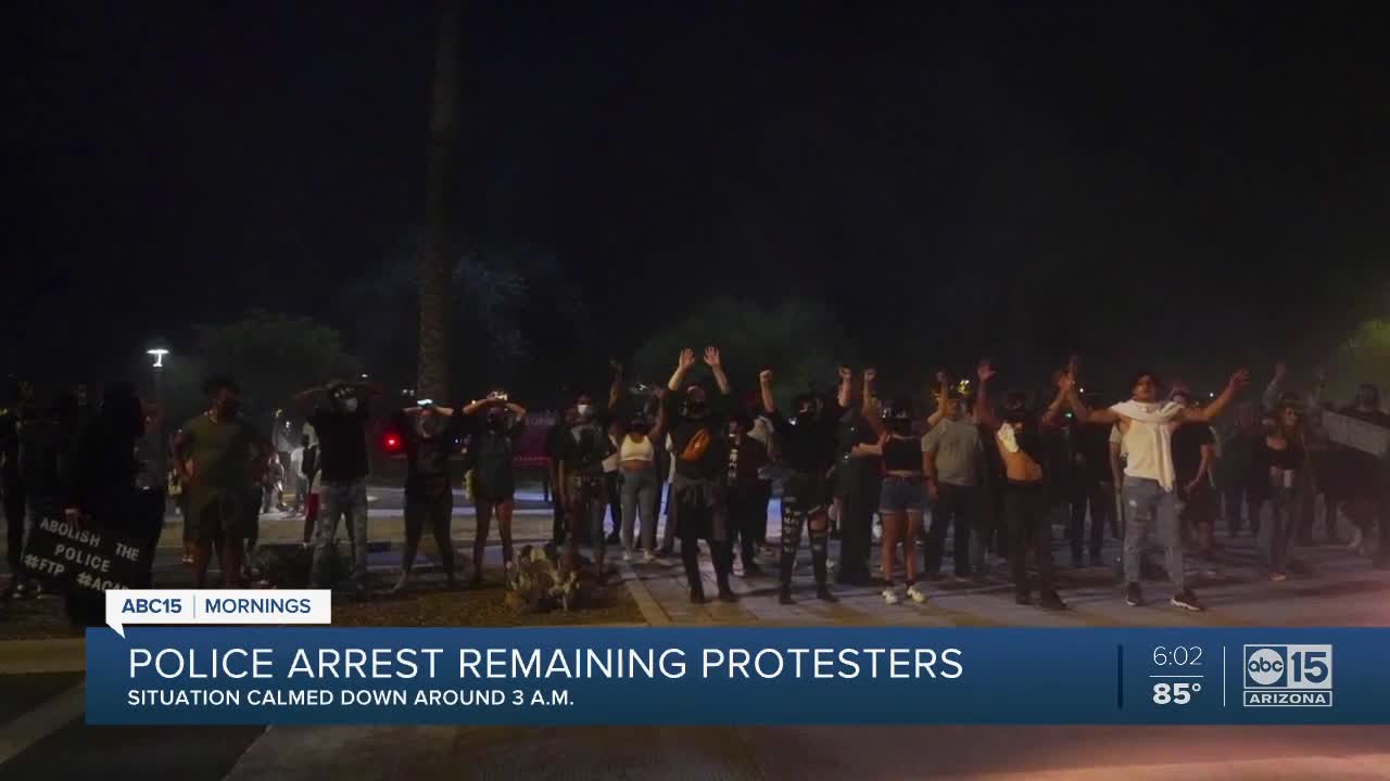 More than 100 arrested after Saturday protest in downtown Phoenix