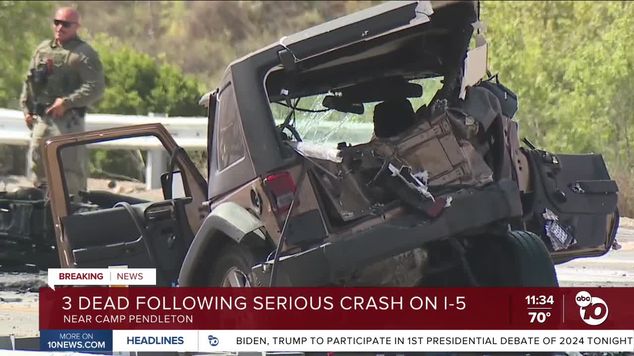 UPDATE: Sailors among 3 killed in I-5 south crash near Camp Pendleton