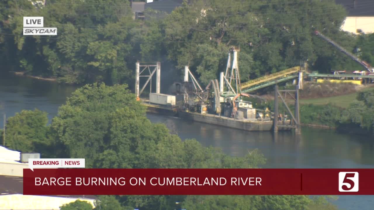 Nashville fire crews quell flames on barge in Cumberland River