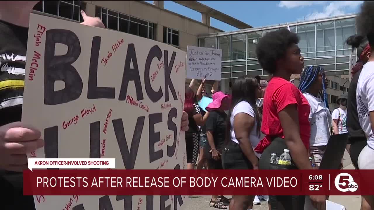 Protests in Akron after police show body-cam of Jayland Walker shooting