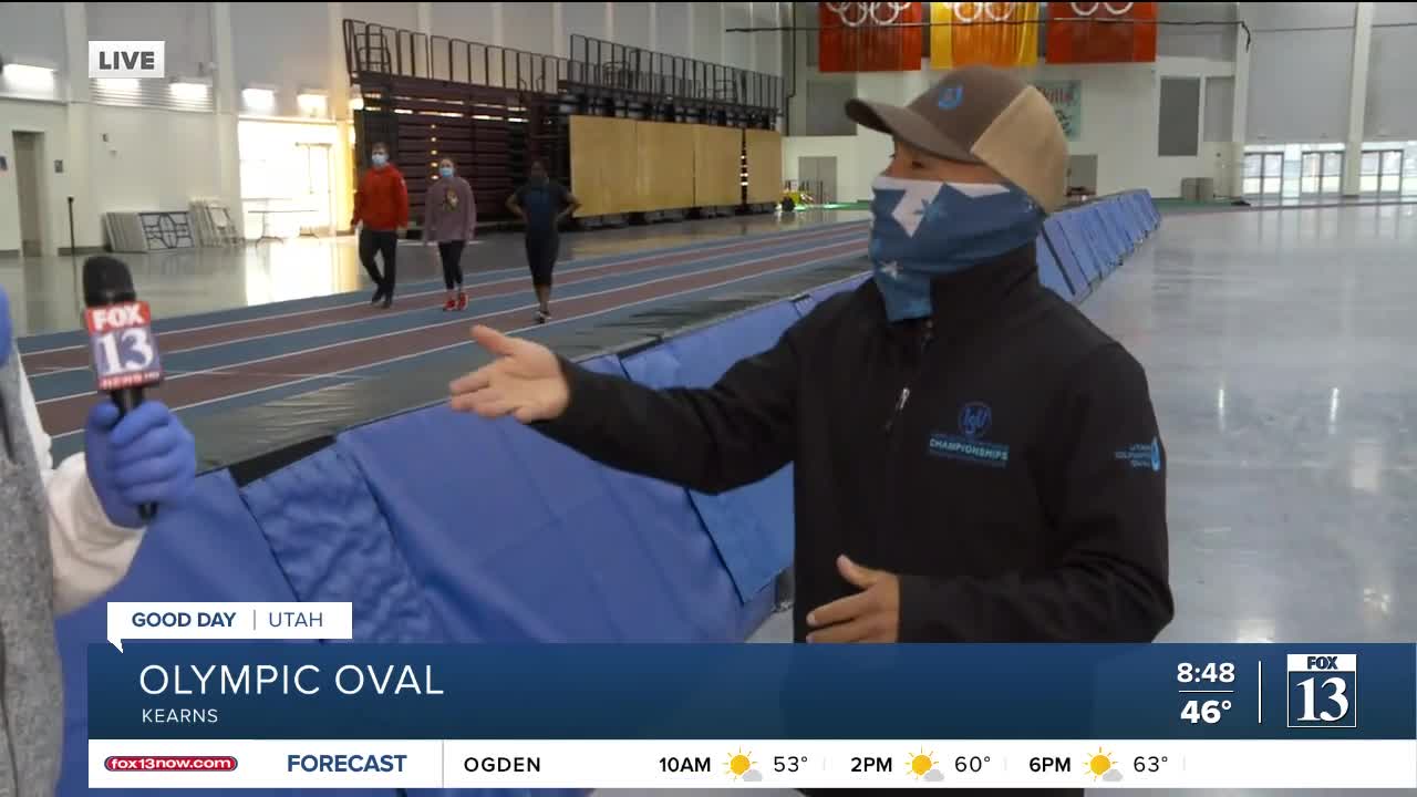 Big Budah visits the Utah Olympic Oval in Kearns