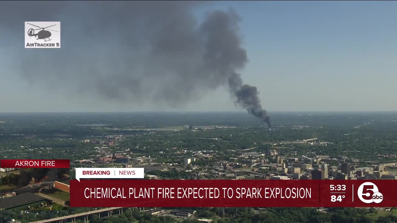 Residents able to return to homes after large chemical fire in Akron